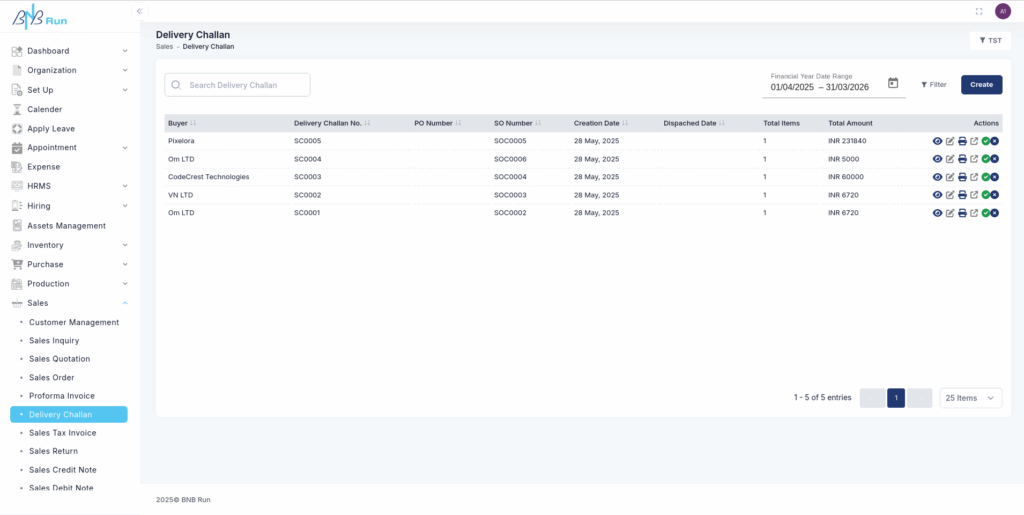 Delivery Note - BNBRun ERP | Cloud ERP for Pharma, Medical Device ...